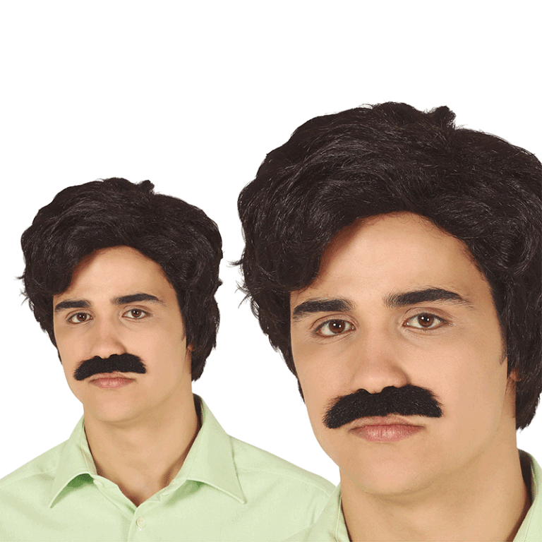 Peluca Narcotraficante con Bigote para adulto - Pirofesta
